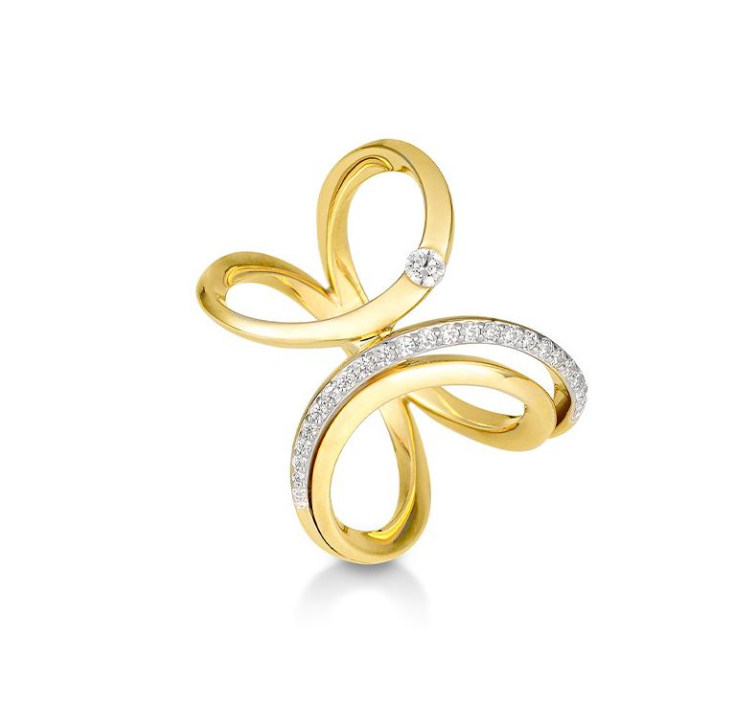 14k Gold Pave Diamond Negative Space Wide Ring – Susan Bella Jewelry LLC