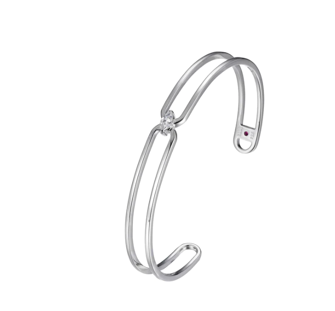 ELLE Sterling Silver "Parallel" Cuff Bracelet w/ Marquise CZ (SI5113 ...